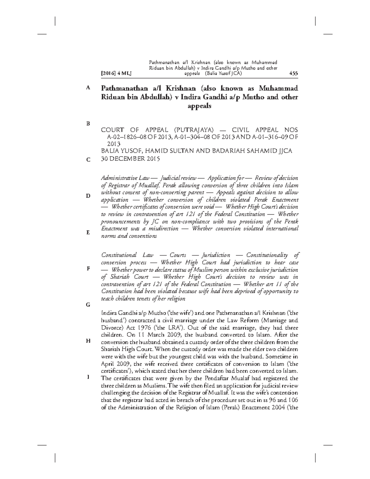 Pathmanathan a/l Krishnan v Indira Gandhi a/p Mutho: Civil Appeal ...