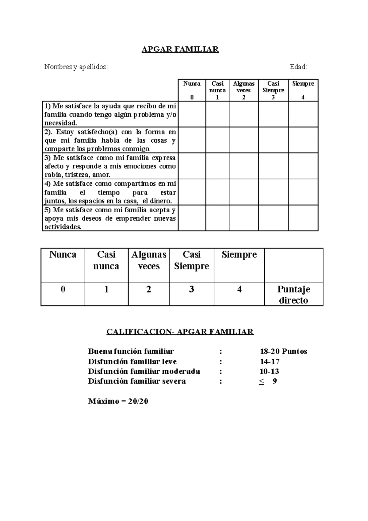 EFAM A Y B - Evaluación Funcional del Adulto Mayor en Chile - Studocu