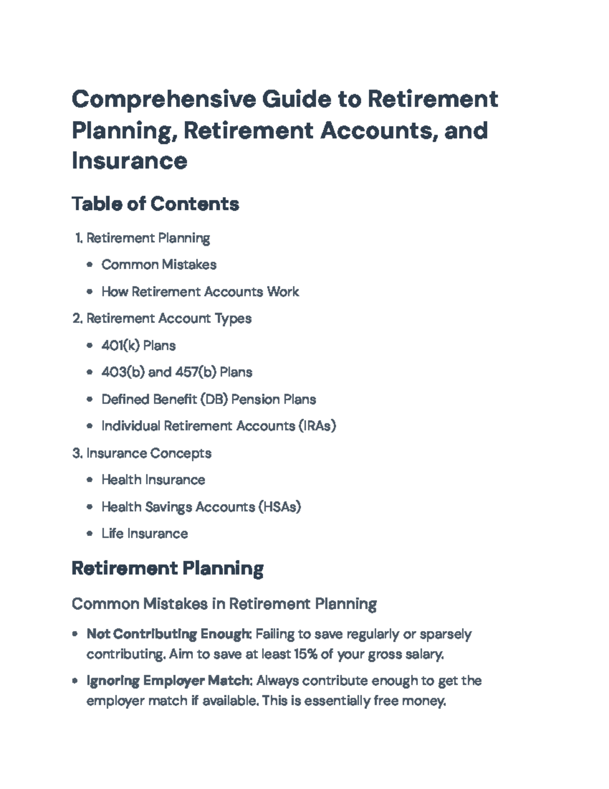 Comprehensive Retirement and Insurance Planning Guide for Students ...