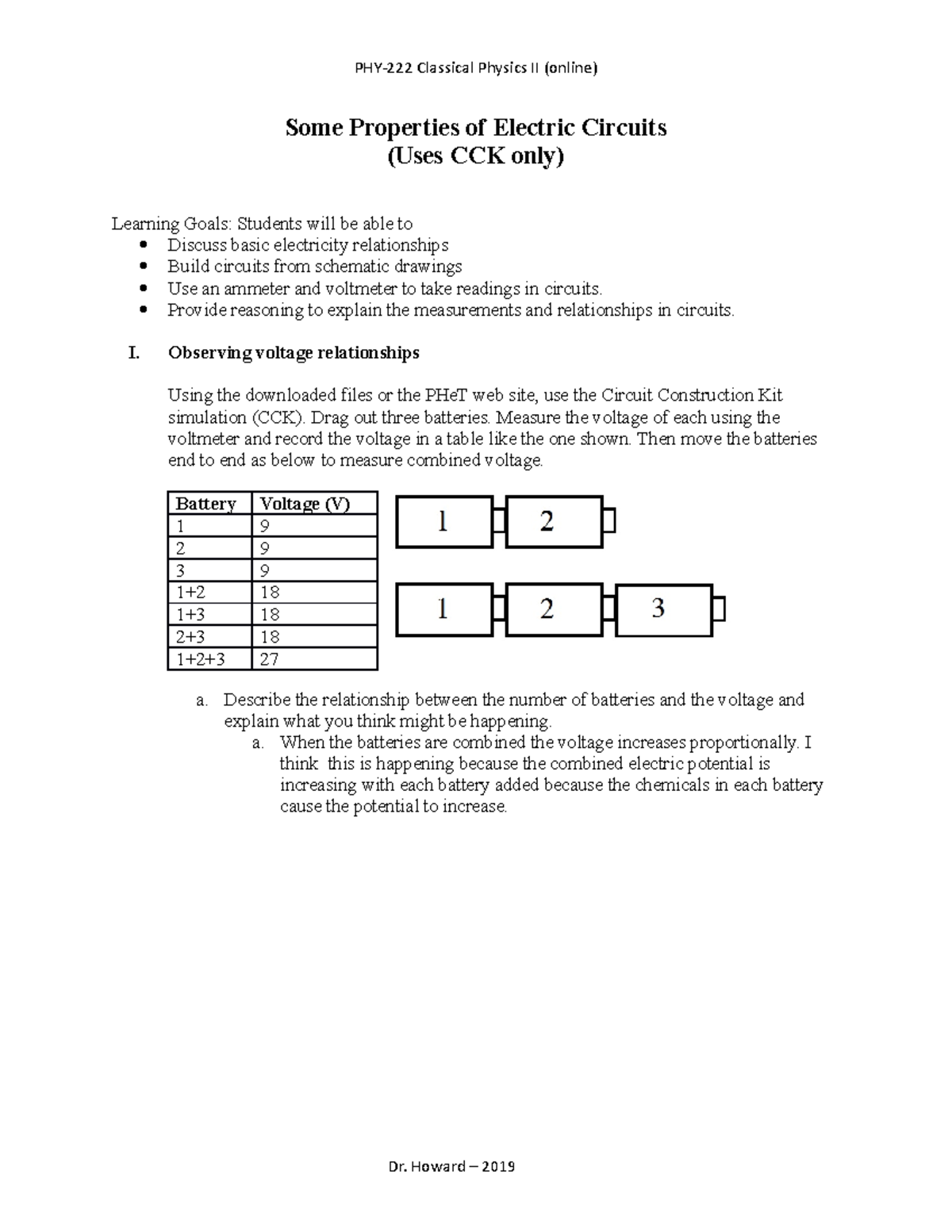CCK 101: Lab Instructions for Observing Voltage in Circuits - Studocu