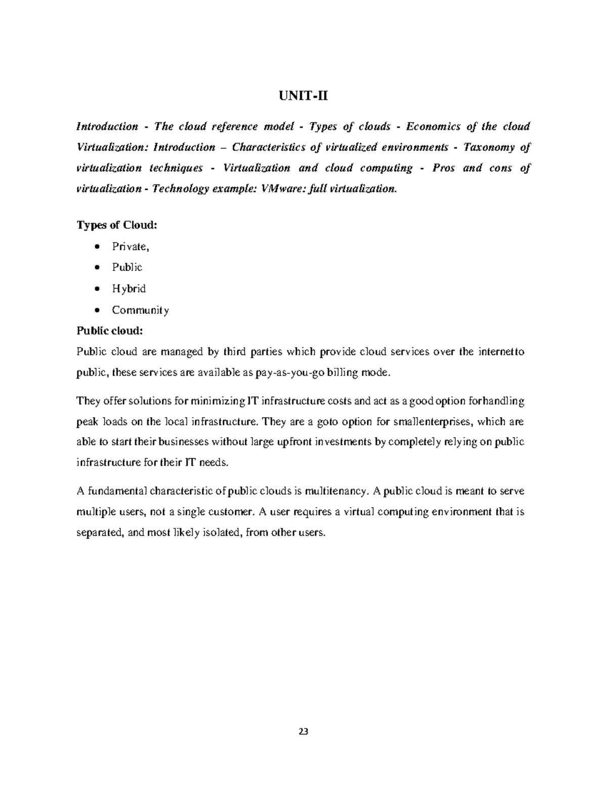 Unit II - 3rd year cloud architecture and application - UNIT-II ...