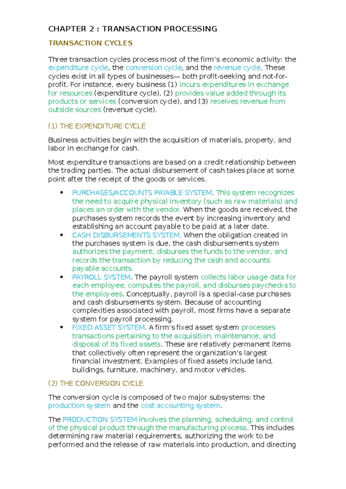 AIS Notes: Transaction Processing & Revenue Cycle Overview - Studocu