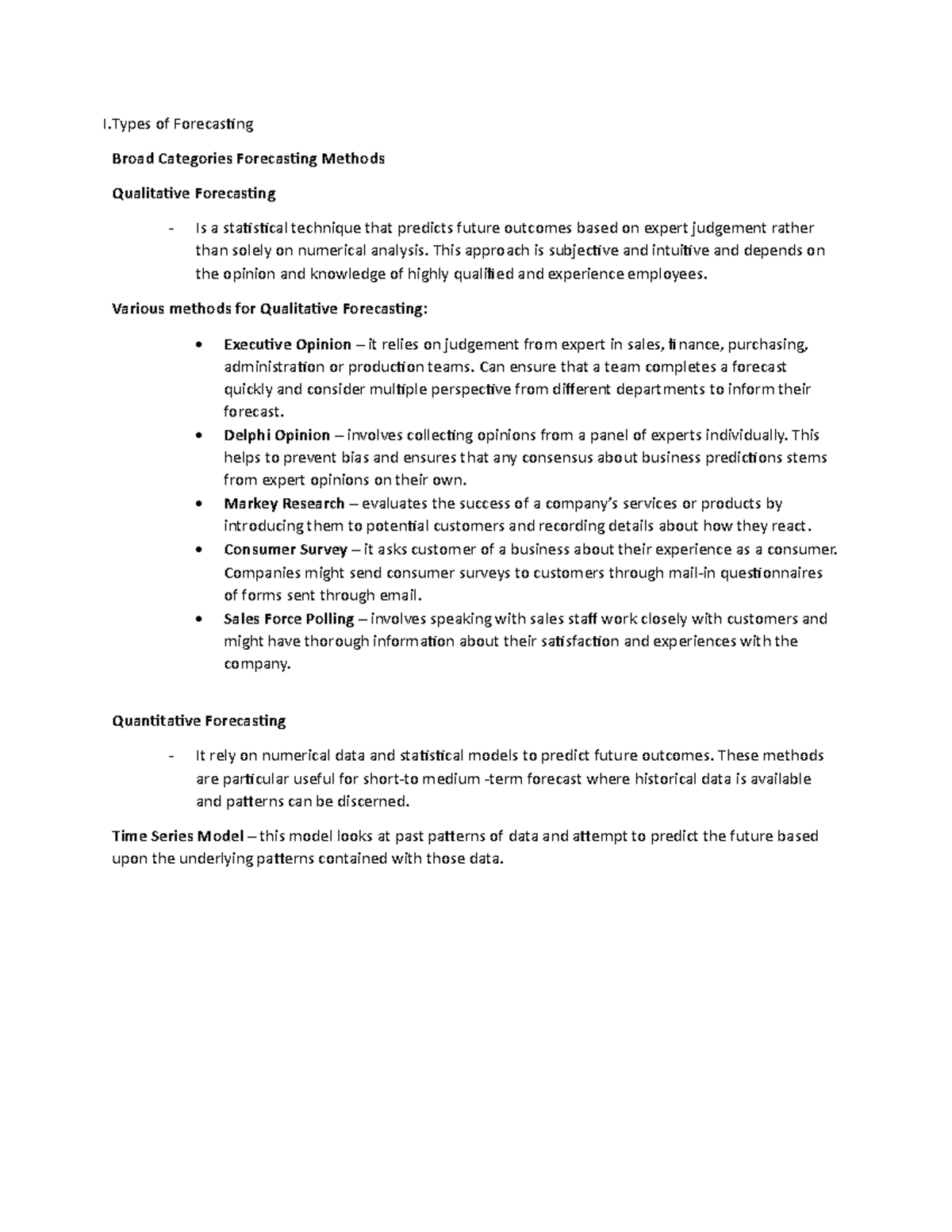 Types of Forecasting Methods: Qualitative & Quantitative Analysis - Studocu