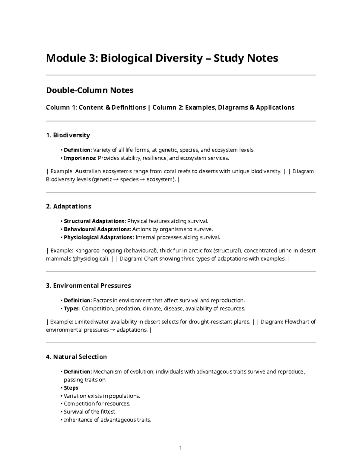 Module 3: Biological Diversity Study Notes and Key Concepts - Studocu