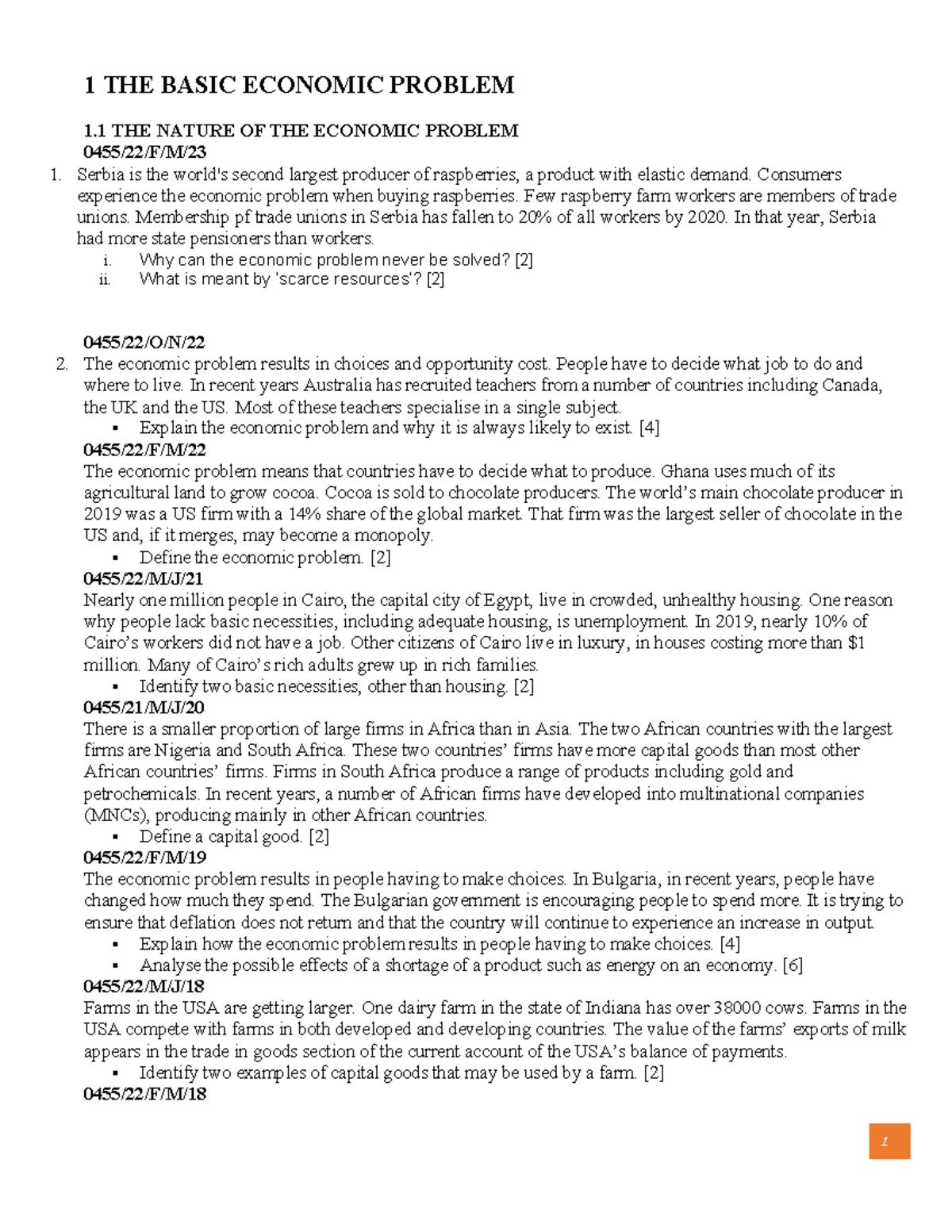 Economics Topicals - Description - 1 THE BASIC ECONOMIC PROBLEM 1 THE ...