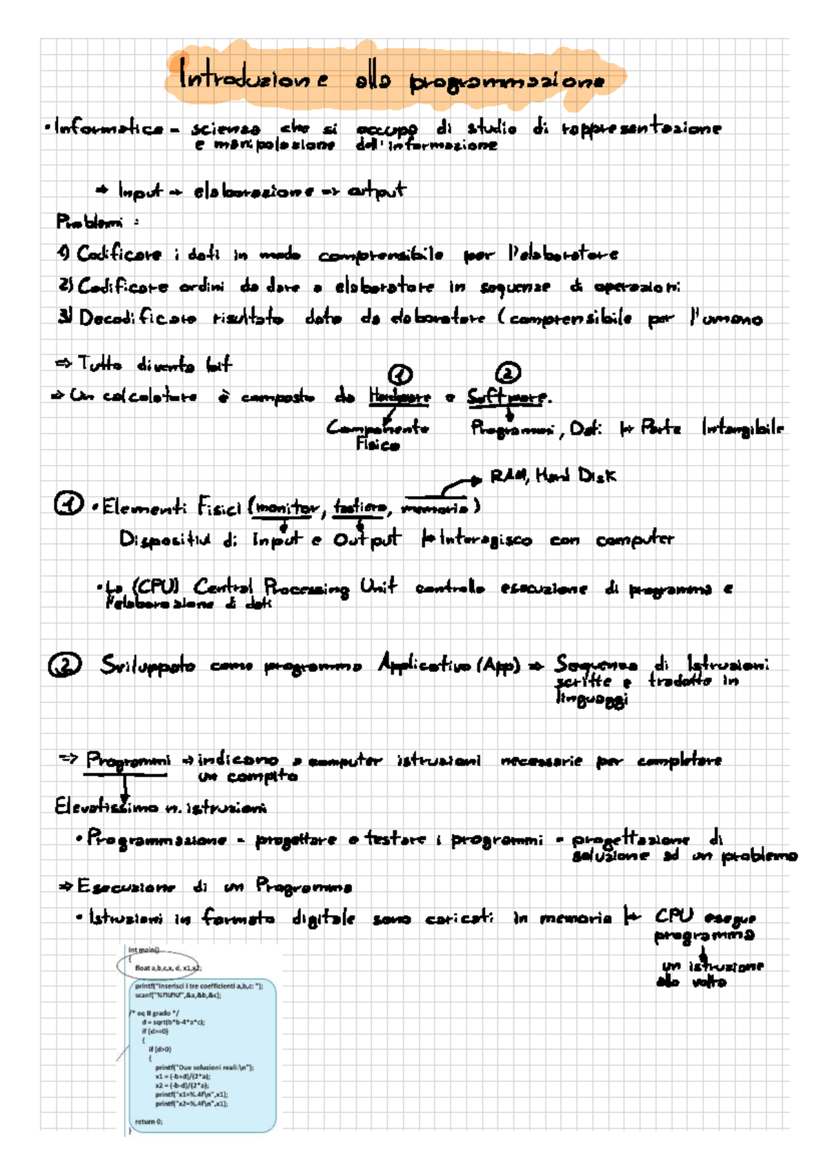 Informatica - Appunti Lezione: Input, Elaborazione e Output - Studocu