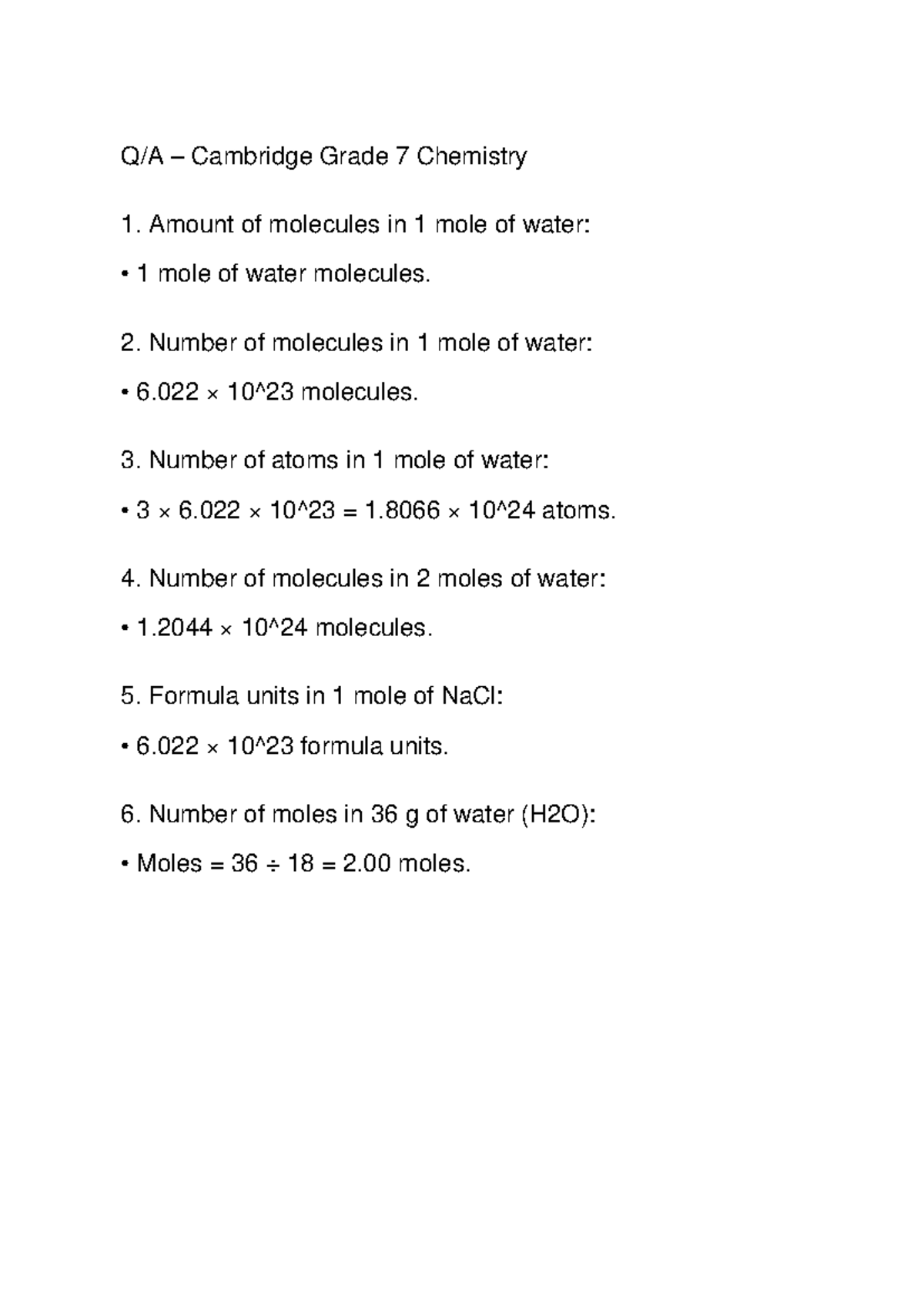 Chemistry Grade 7 Answers - Computer science - Q/A – Cambridge Grade 7 ...