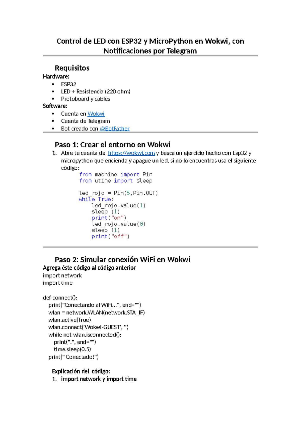 Control de LED con ESP32 y MicroPython en Wokwi: Guía Completa - Studocu