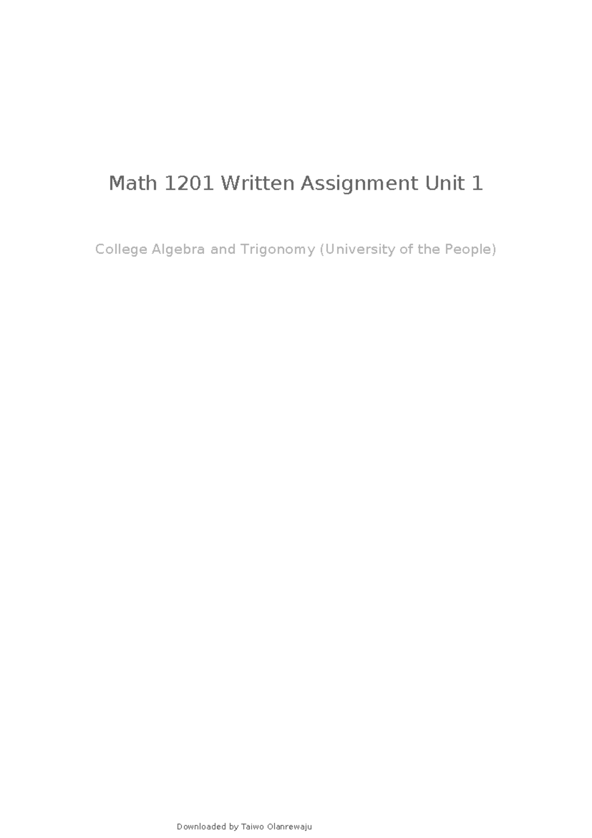Math 1201 Written Assignment: Analyzing Graphs in College Algebra ...