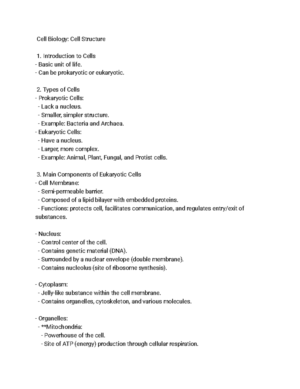 Cell Structure Notes - MCB63: Understanding Prokaryotic & Eukaryotic ...