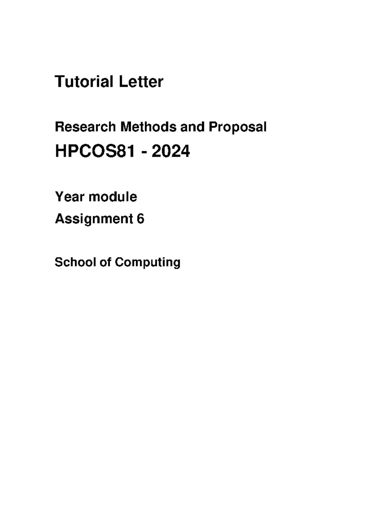 HPCOS81 2024 Assignment 6: Research Methods Portfolio Guide - Studocu