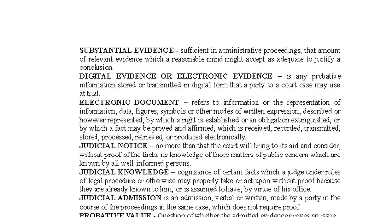 Substantial Evidence: Key Legal Terminologies Explained - Studocu