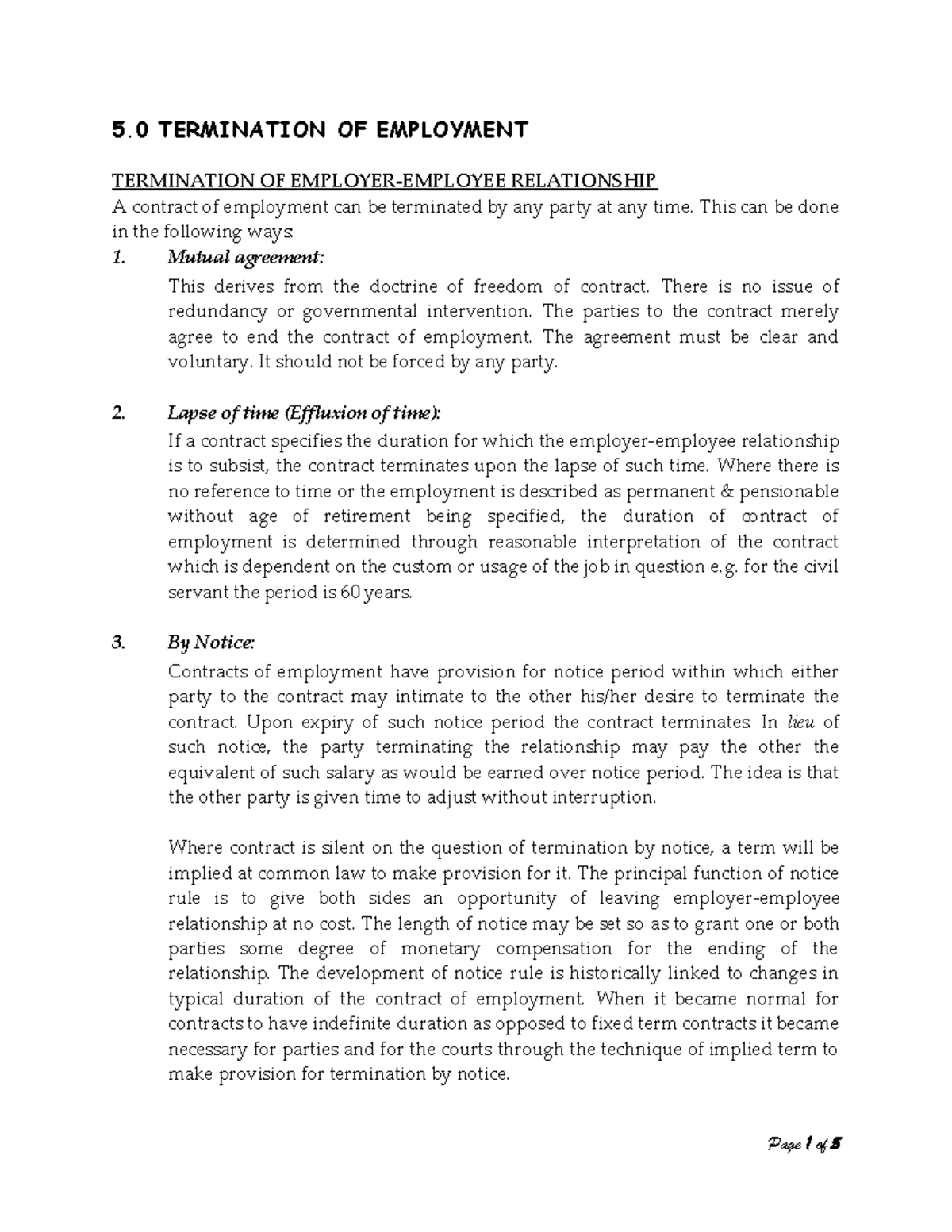 Termination of Employment: Understanding Key Concepts and Laws - Studocu