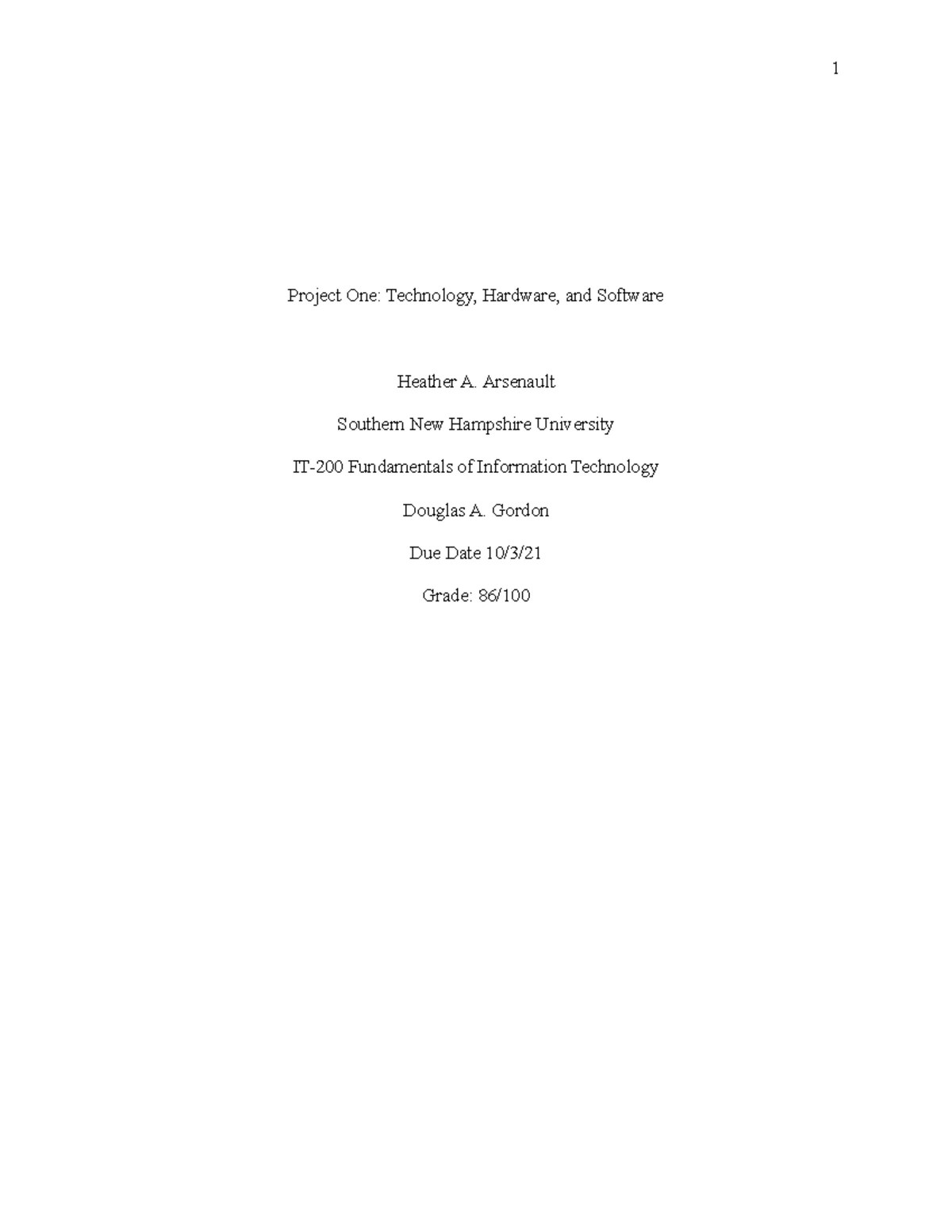 IT200 Project 1 - IT-200: Fundamentals Info Technology 5-2 Project One ...