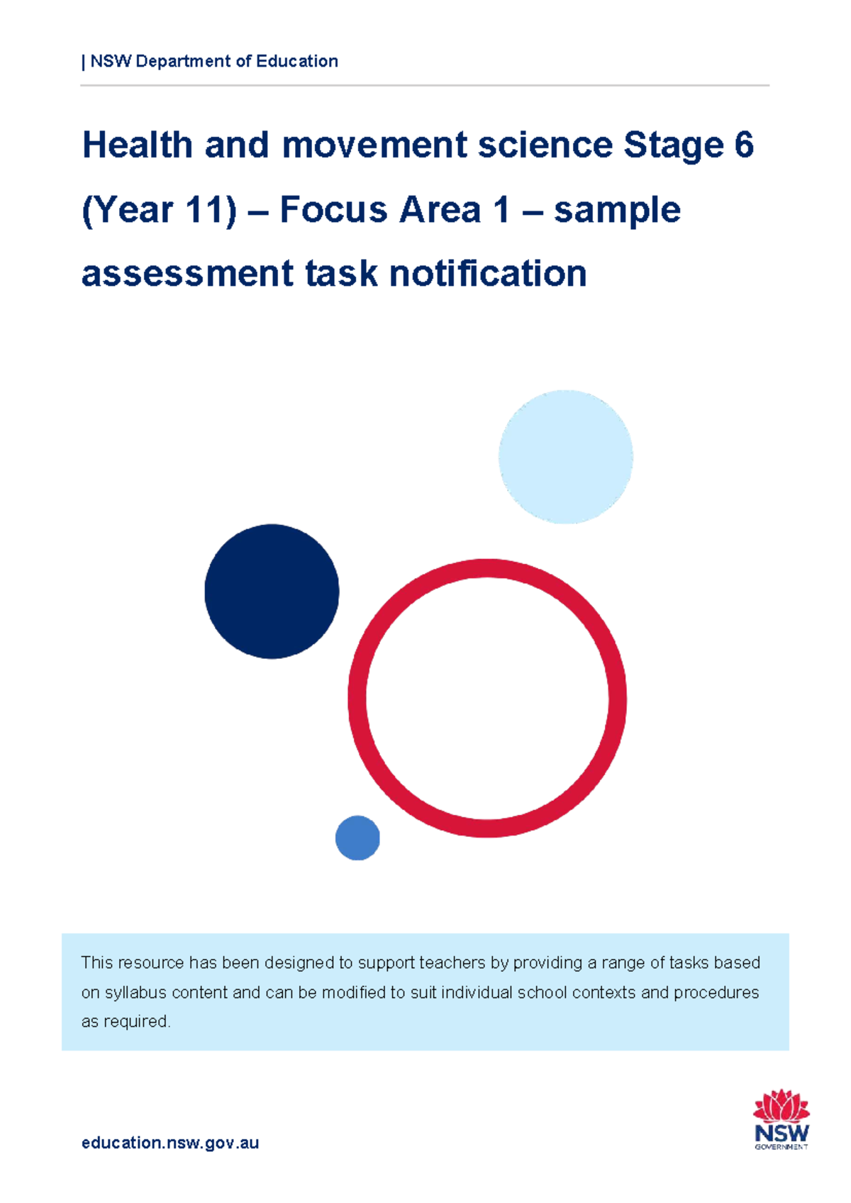 PDHPE Health and Movement Science Stage 6 Core 1 Sample Assessment Task ...