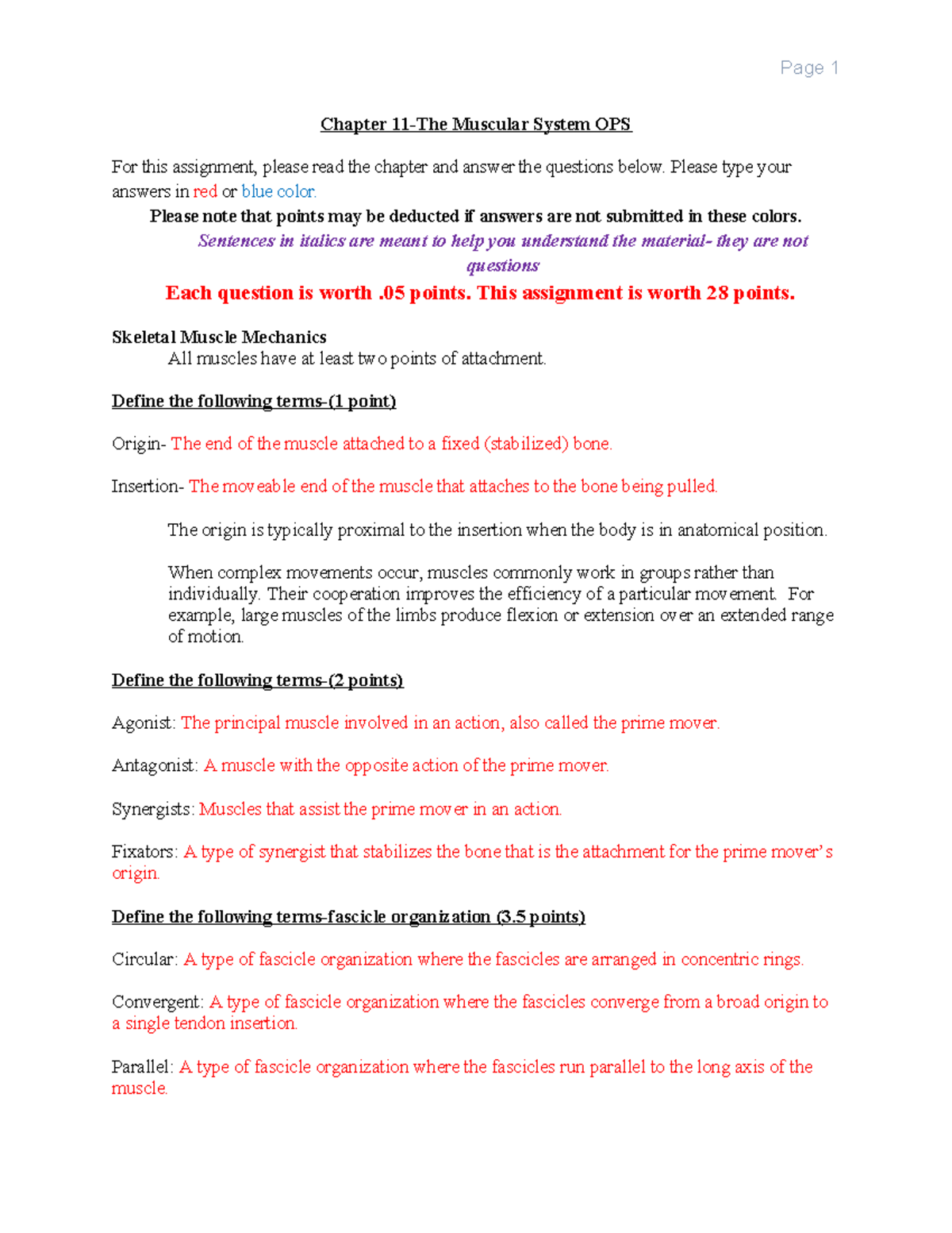 BIO 201 Chapter 11 Assignment: The Muscular System Overview - Studocu