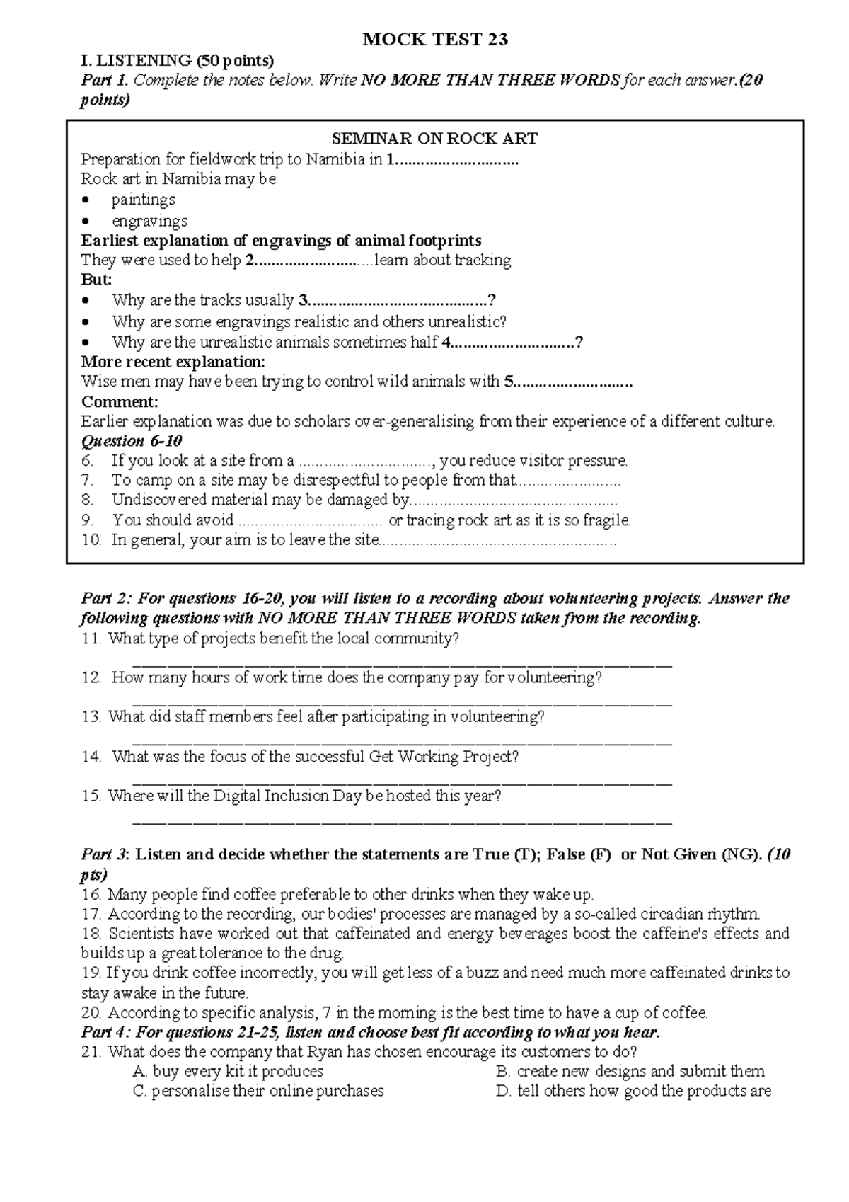 MOCK TEST 23 - Listening & Grammar Practice for English Proficiency ...