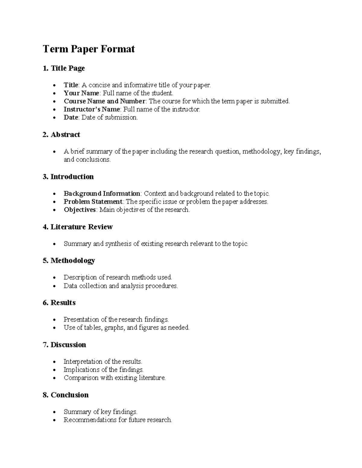 Term Paper in Environmental Science - Term Paper Format 1. Title Page ...