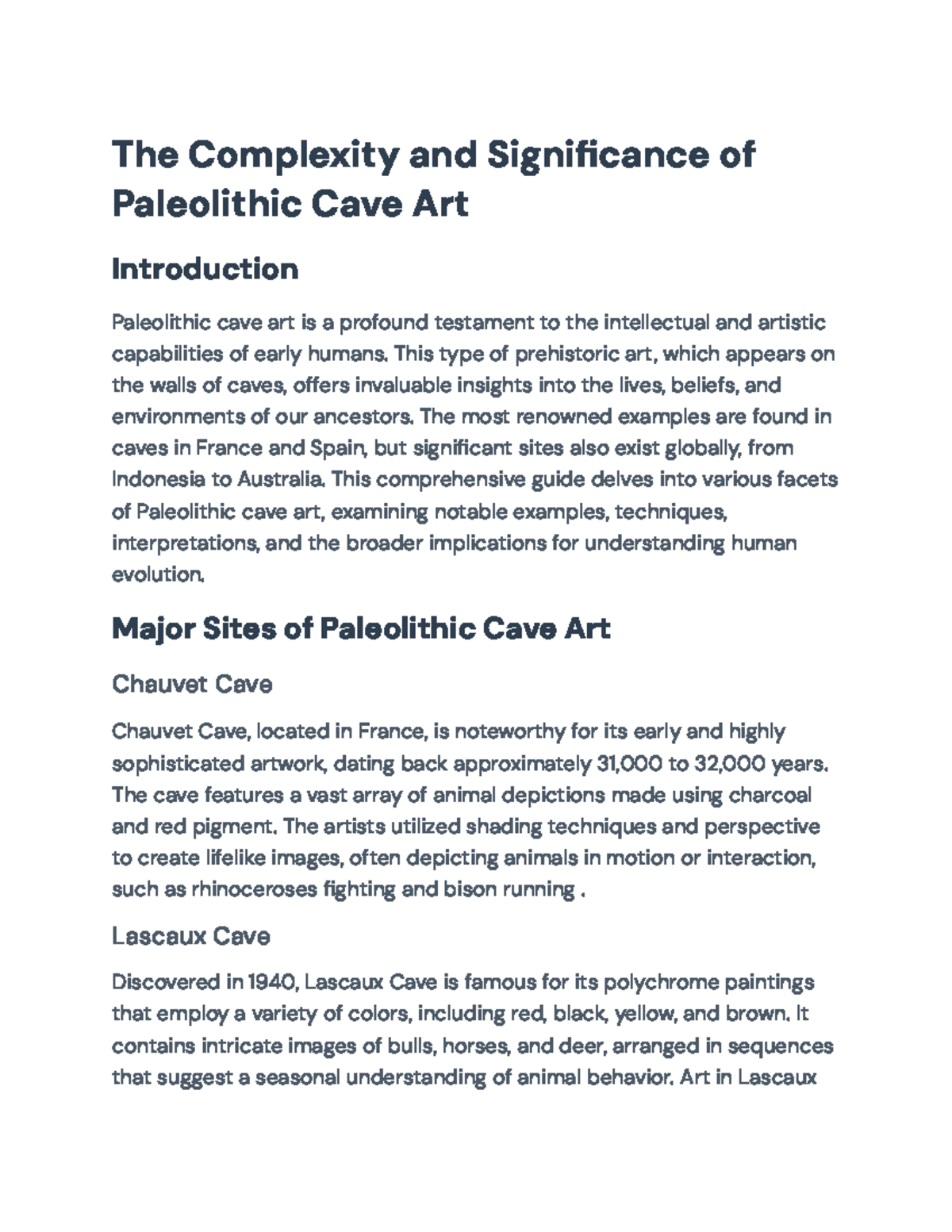 Paleolithic Cave Art: Analysis and Interpretation Guide - The ...