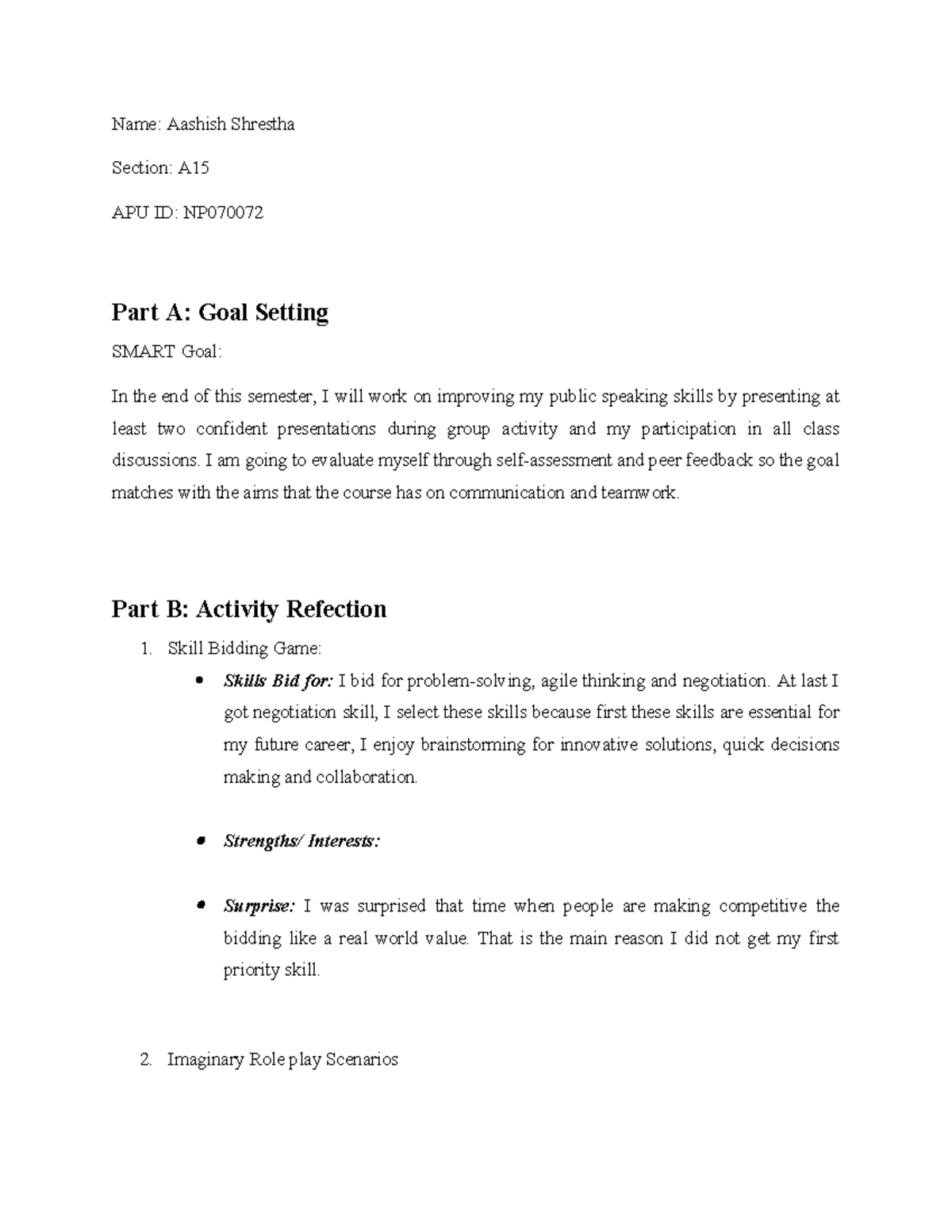 Assignment 1 - Tutorial 4-2: SMART Goals & Skill Reflection - Studocu