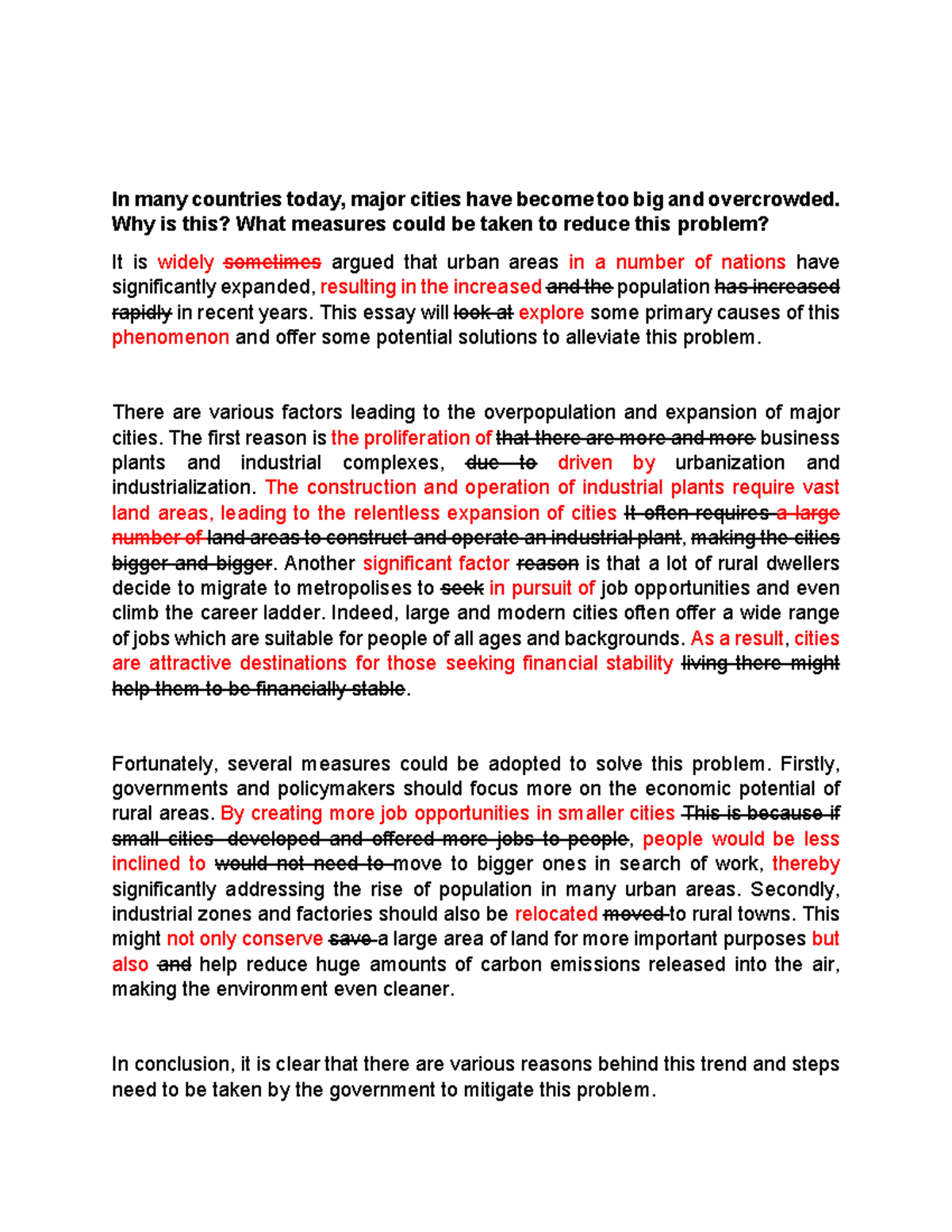 Essay Notes: Urban Overpopulation Causes & Solutions (ENG101) - Studocu