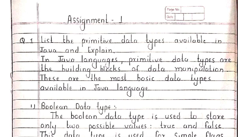 Java Assignment 1: Primitive Data Types and OOP Concepts Explained - Studocu