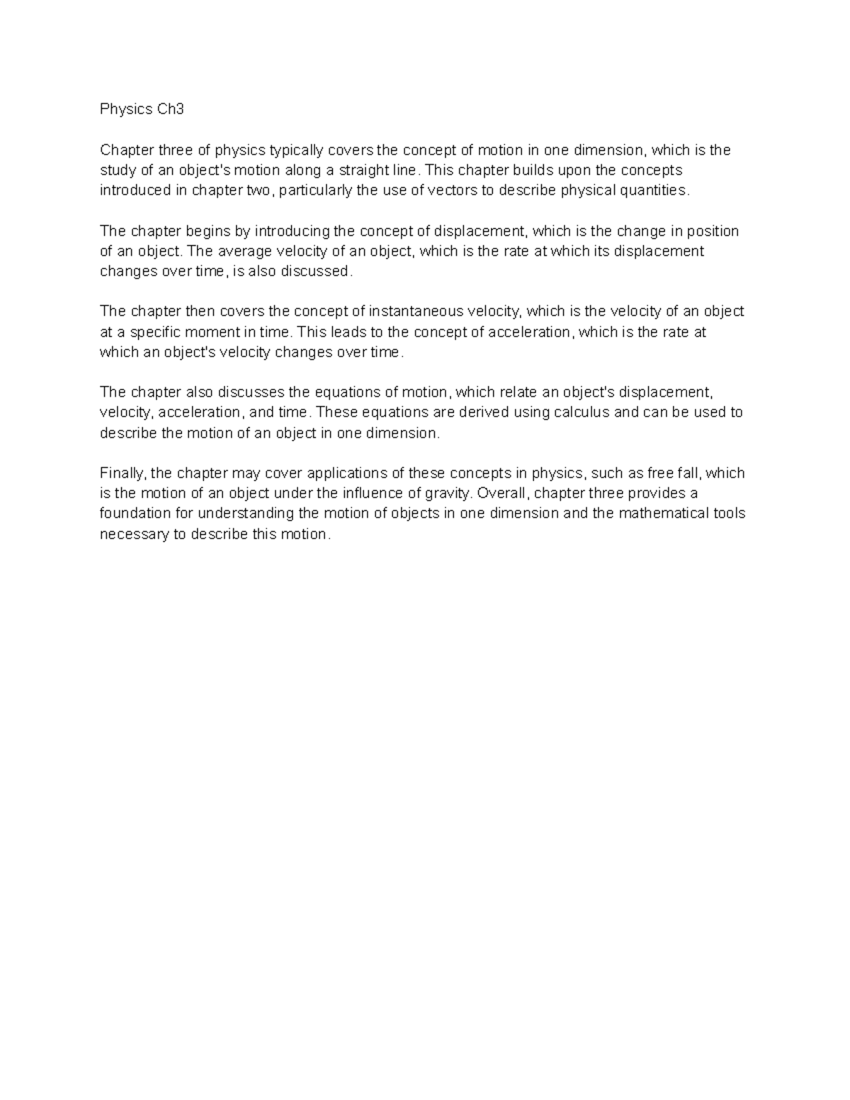 Physics Ch3 - Physics Ch Chapter three of physics typically covers the ...