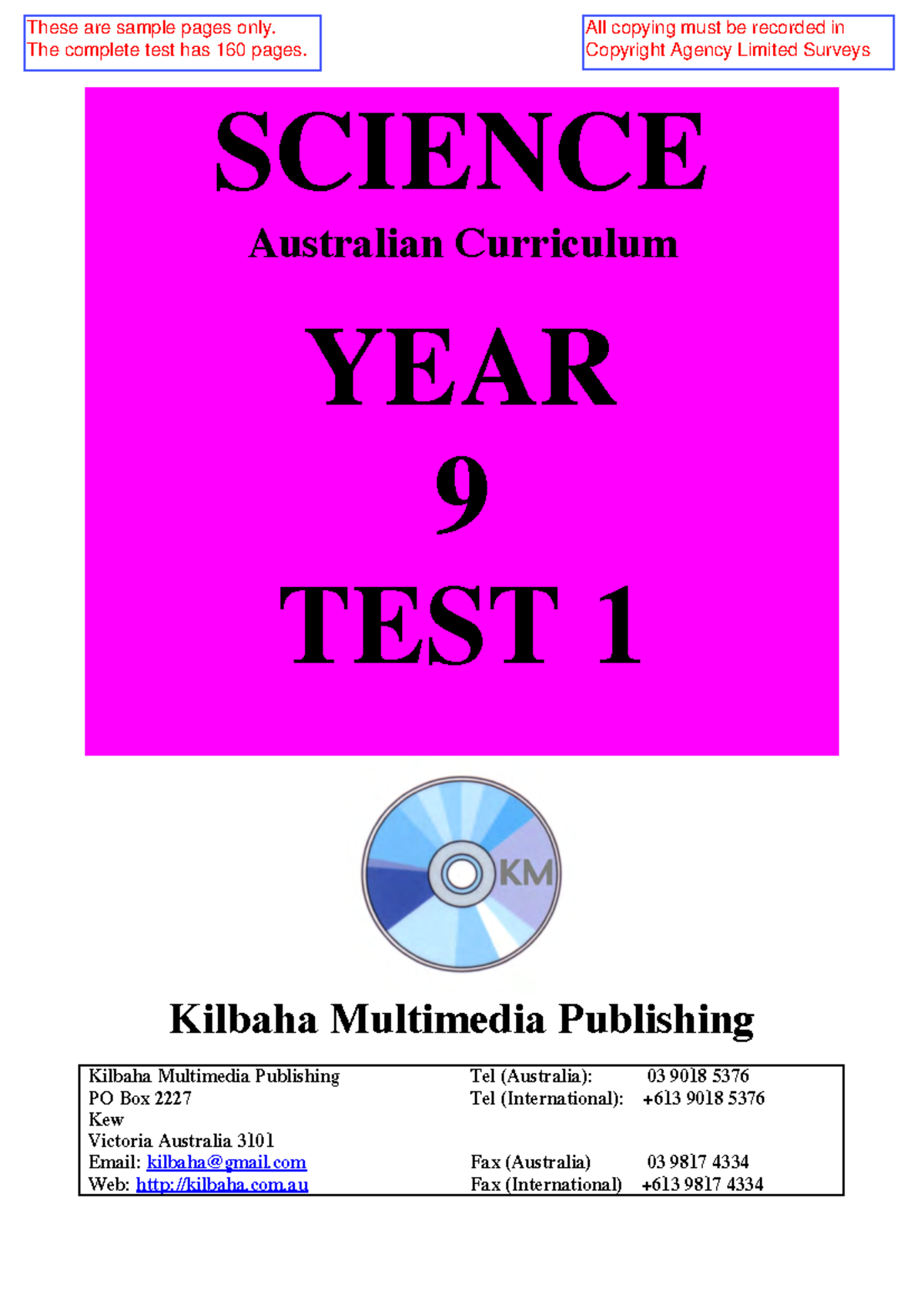 Year9 Science Sample Test - SCIENCE Australian Curriculum YEAR 9 TEST 1 ...