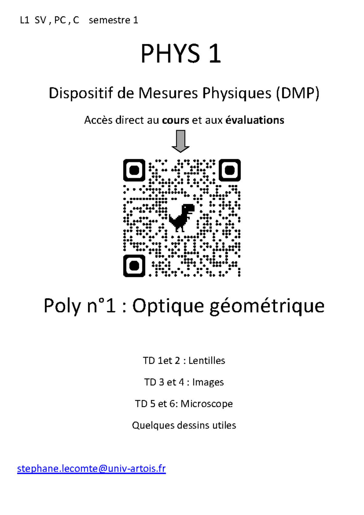 TD Optique - PHYS 1 - Dispositifs de Mesures Physiques (DMP) - Studocu