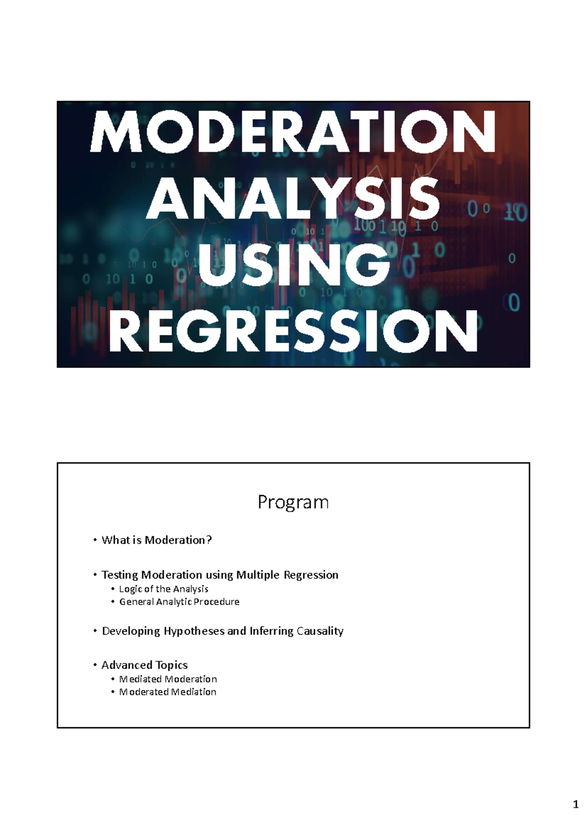 PSYC4050 Lecture 9: Moderation Analysis in ANOVA - Studocu