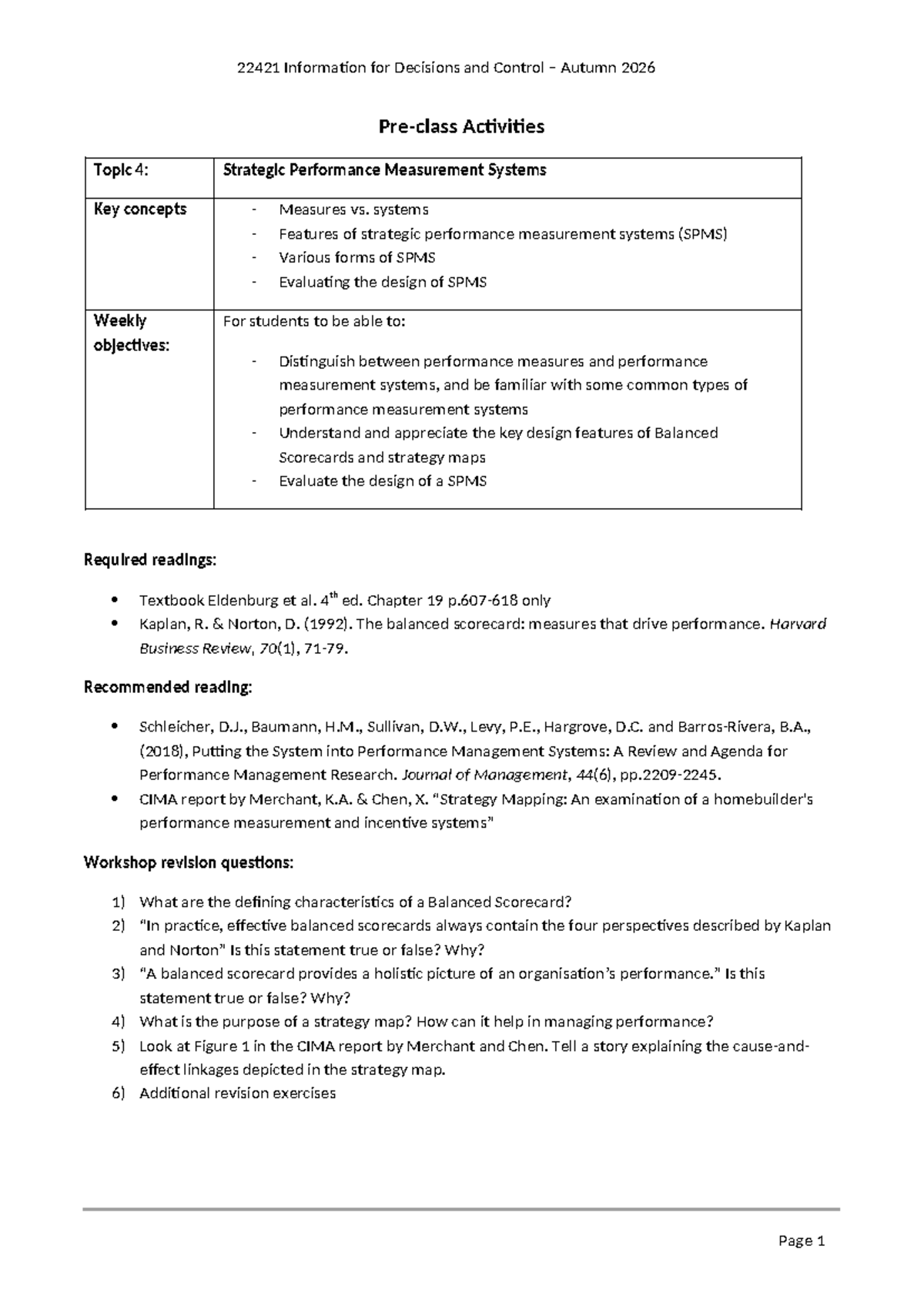 22421 Pre-class Activities: SPMS Key Concepts AUT 2026 - Studocu