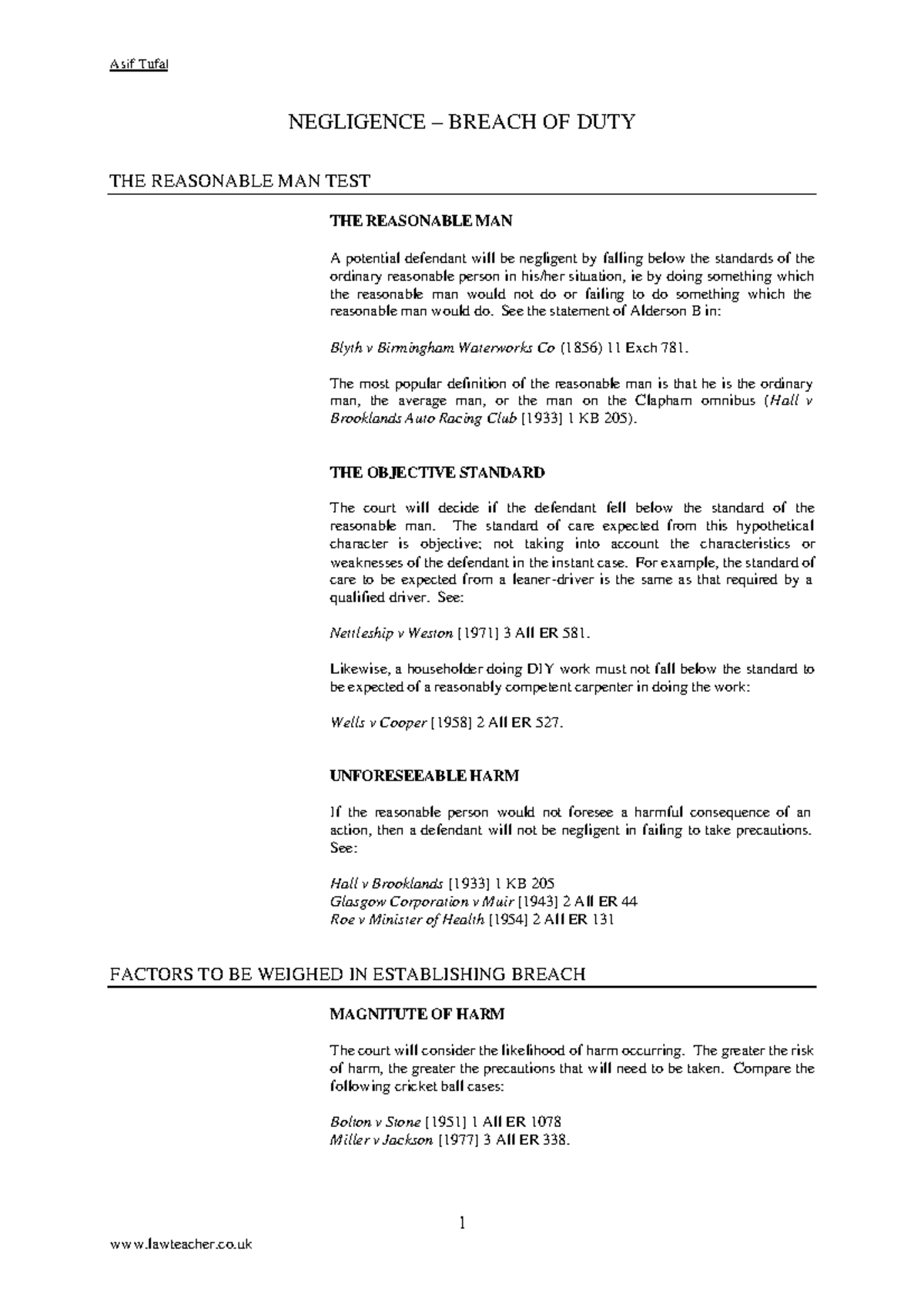Breach of Duty: Understanding the Reasonable Man Test in Negligence ...