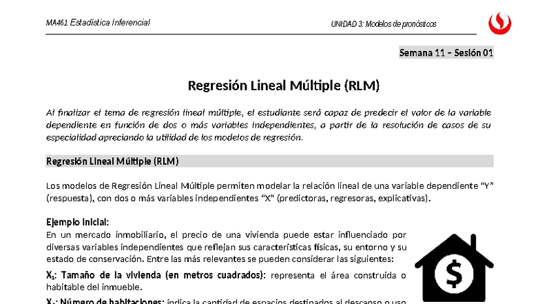 MA461 Estadística Inferencial UNIDAD 3: RLM y Modelos de Pronósticos ...