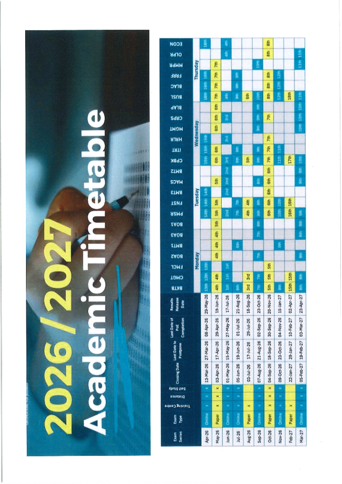 2026-2027 ICB Academic Timetable: Important Dates & Deadlines - Studocu