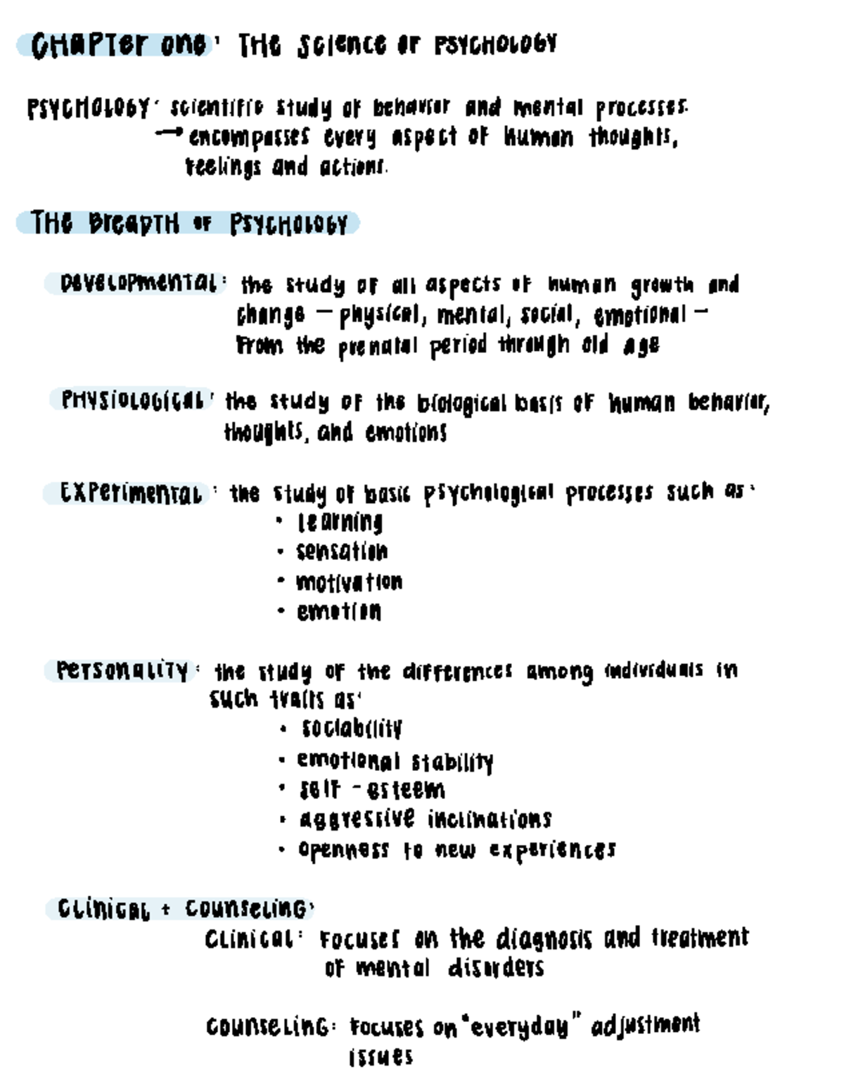 Chapter 1: Overview of Psychology - Key Concepts and Theories - Studocu