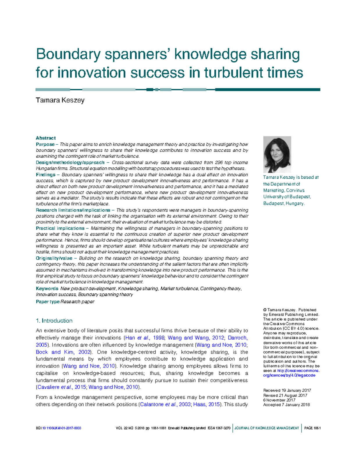 Boundary Spanner Knowledge Sharing and Innovation Success: Insights ...