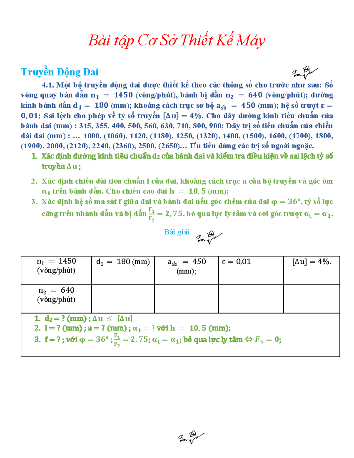 Đề Cương Ôn Tập Bài Tập Cơ Sở Thiết Kế Máy - Mã MH: 4.1 - Studocu