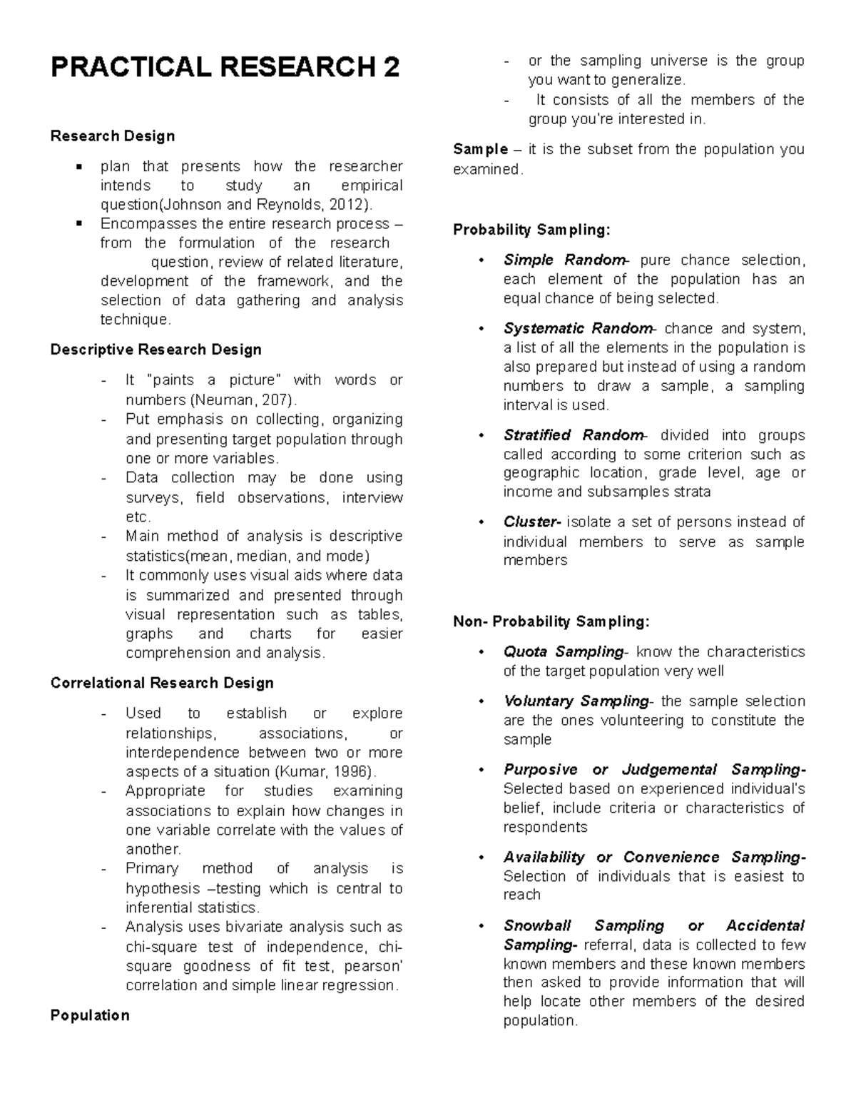 PR2 - Lecture Notes on Research Design and Methodology 4th Quarter ...