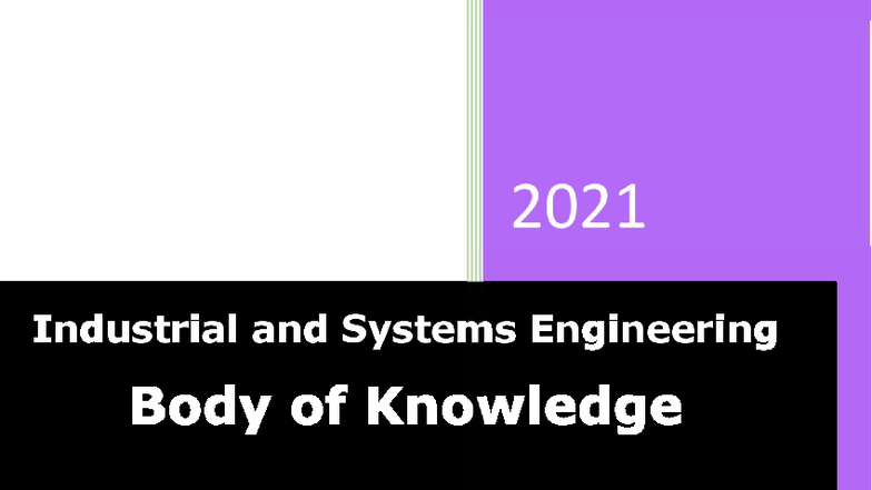 Industrial and Systems Engineering Body of Knowledge Summary - Studocu