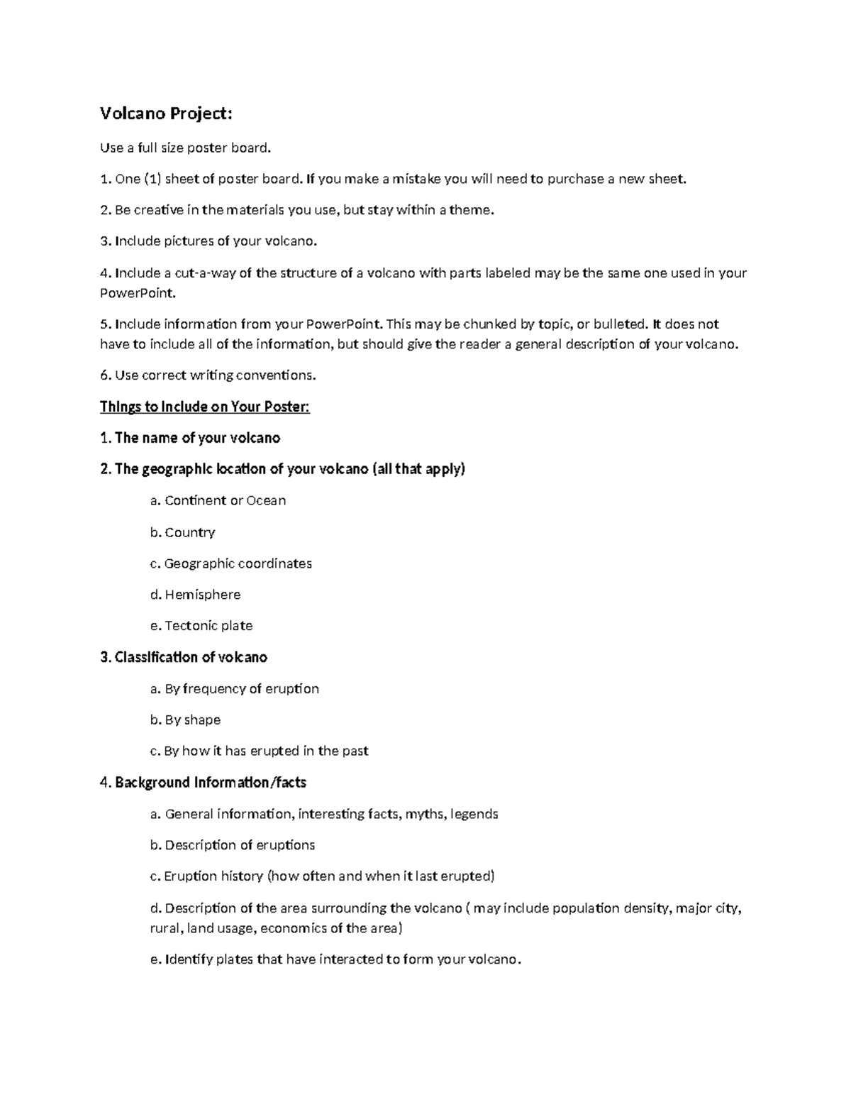 Volcano Project Guidelines and Evaluation Rubric - Studocu