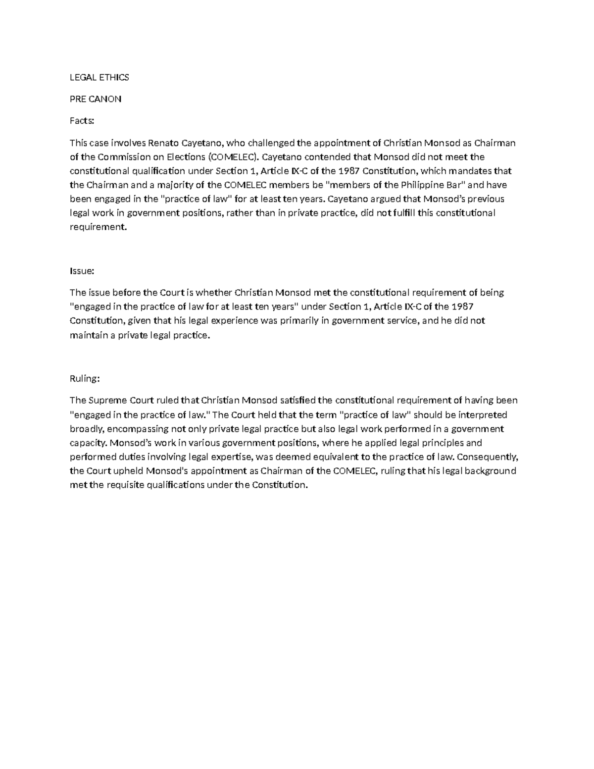 Legal Ethics Digests - For summary digest - LEGAL ETHICS PRE CANON ...
