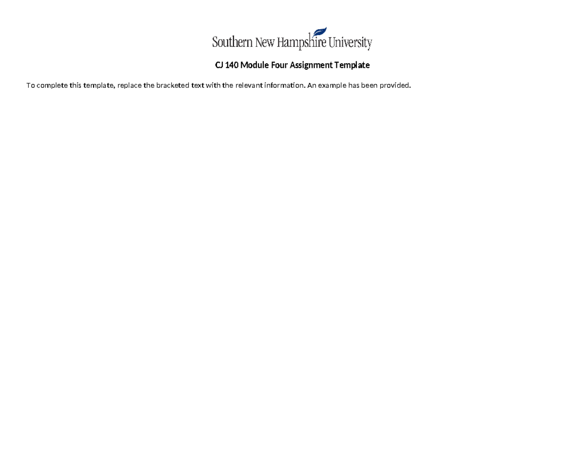 CJ 140 Module 4 Communication Assignment Template Guide - Studocu