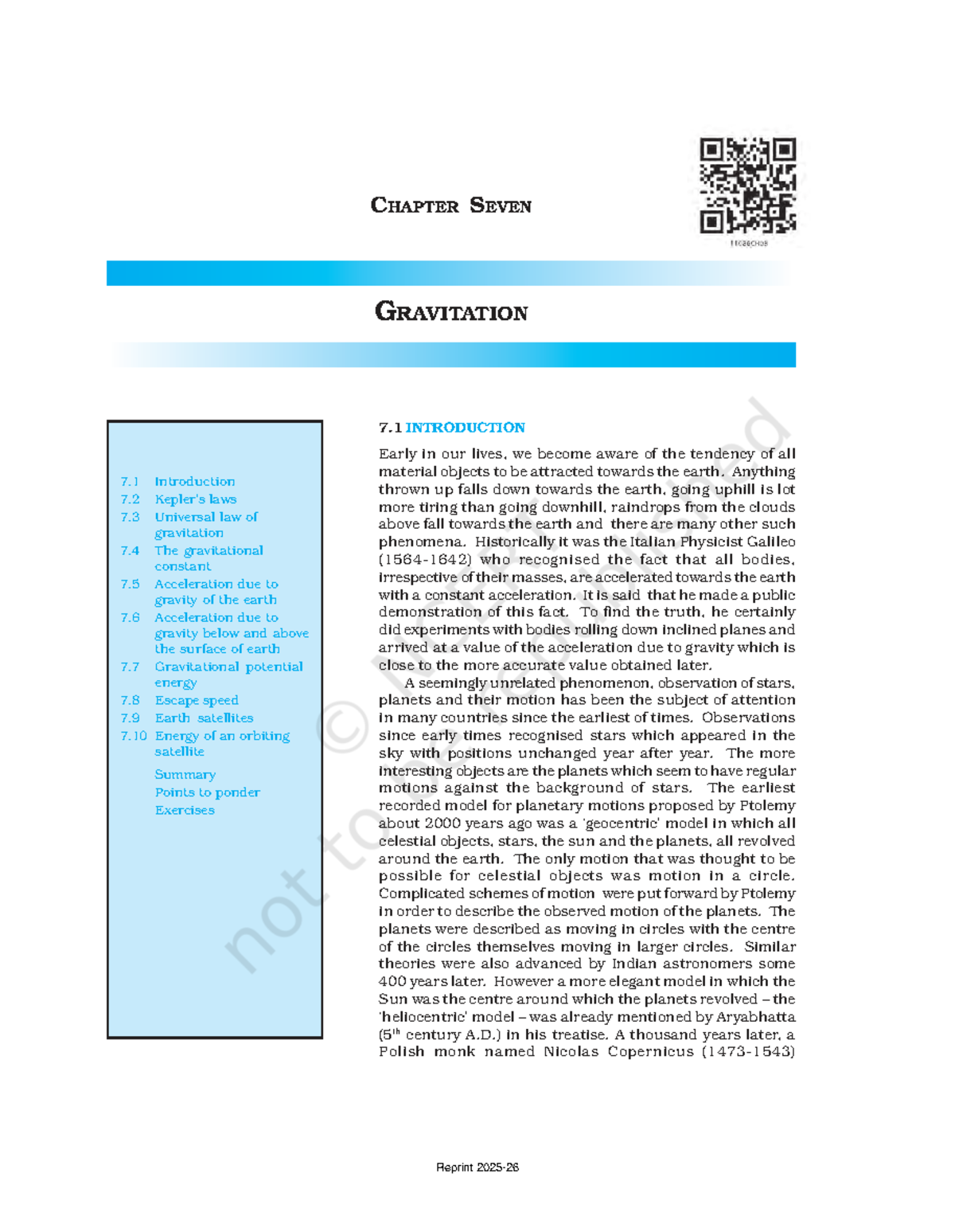 Chapter 7: Gravitational Concepts and Applications (Course Code) - Studocu