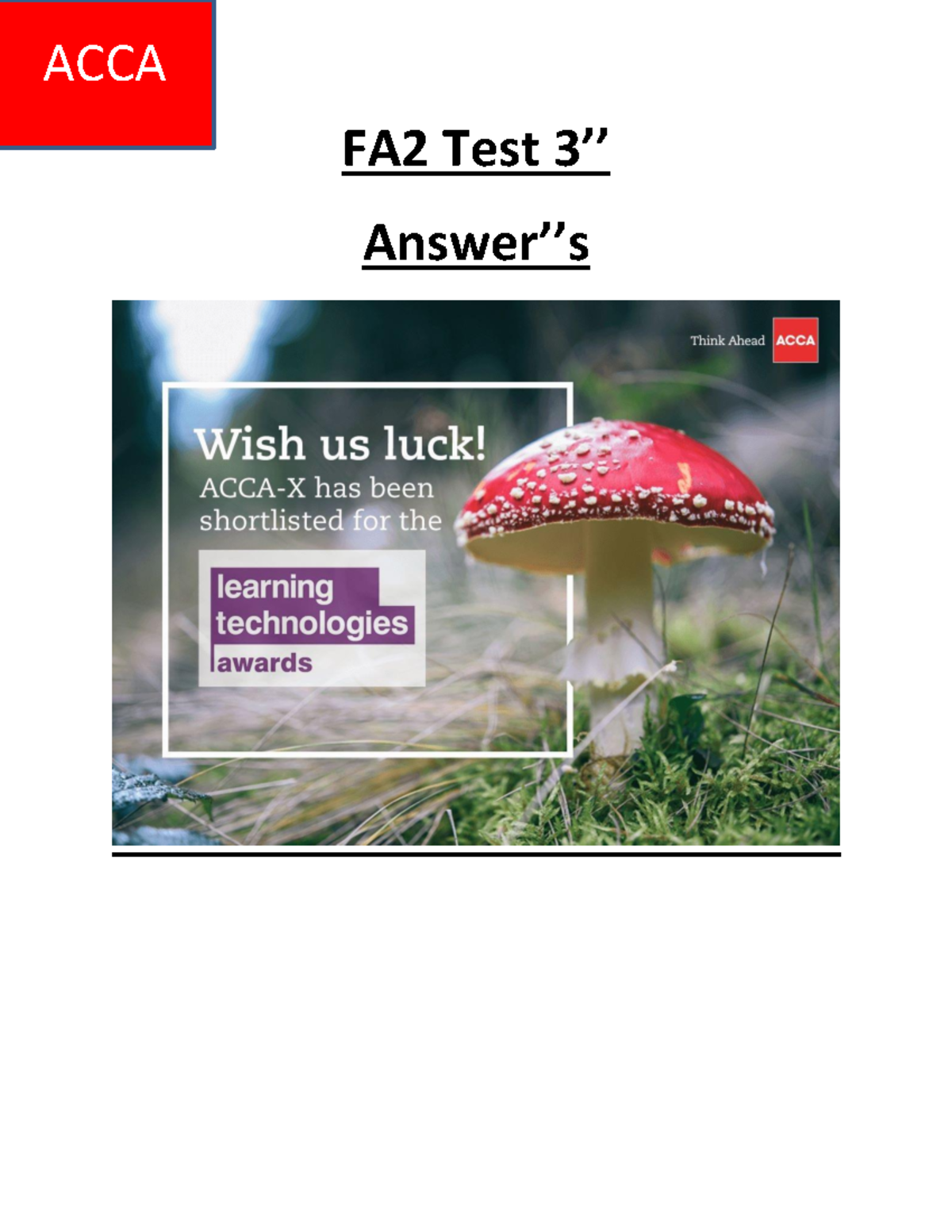 ACCA FA2 Maintaining Financial Records Test Questions and Answers - Studocu