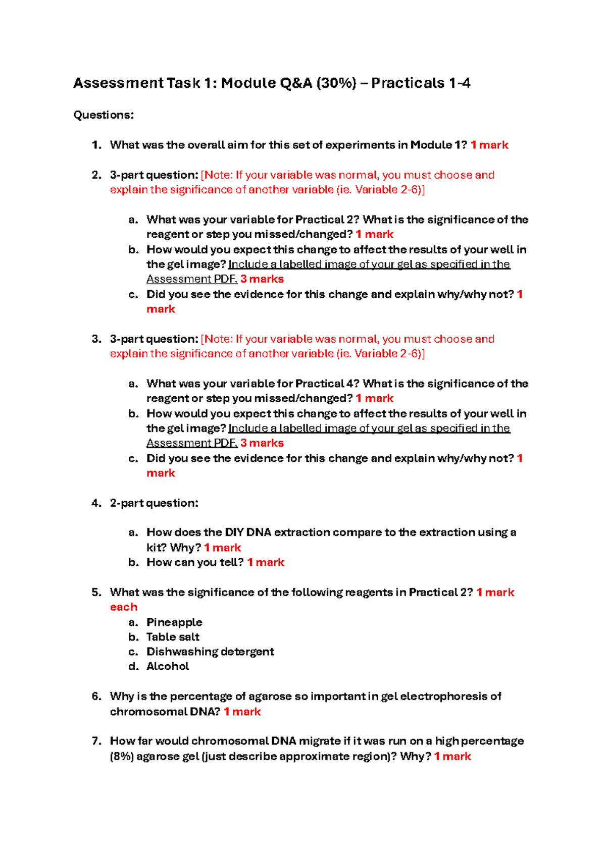 Molebio - Bio Assignments: Assessment Task 1 Practical Questions - Studocu