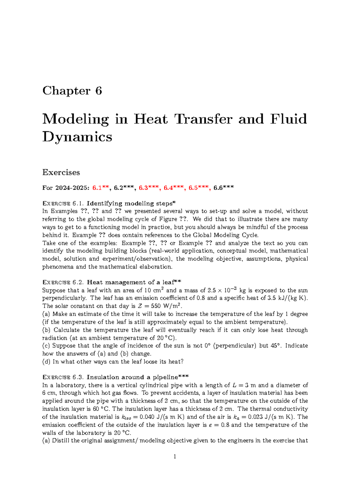 25-24 Heat Transfer & Fluid Dynamics Modeling Exercises (Ch6) - Studeersnel