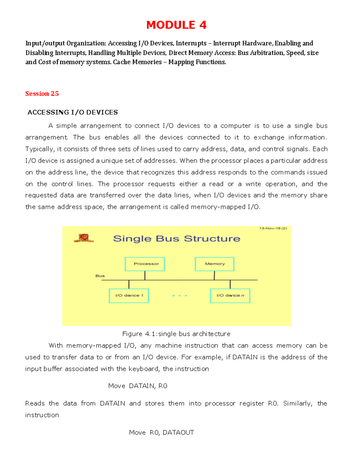 Module 4: Accessing Devices, Interrupts, and Cache Memory Concepts ...