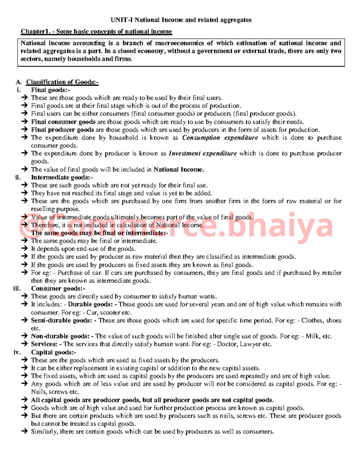Macro Quick Notes Class 12: National Income & Aggregate Concepts - Studocu