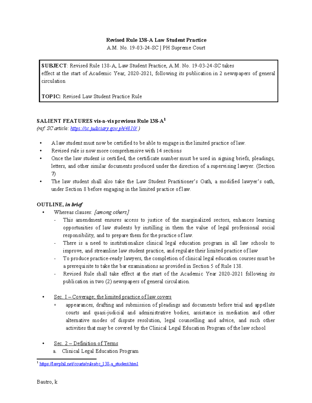 Revised Rule on Law Student Practice (A.M. No. PH Supreme Court) - Studocu