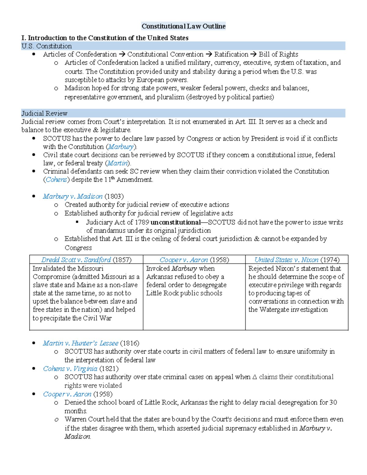 Constitutional Law Outline - Introduction to the Constitution of the ...